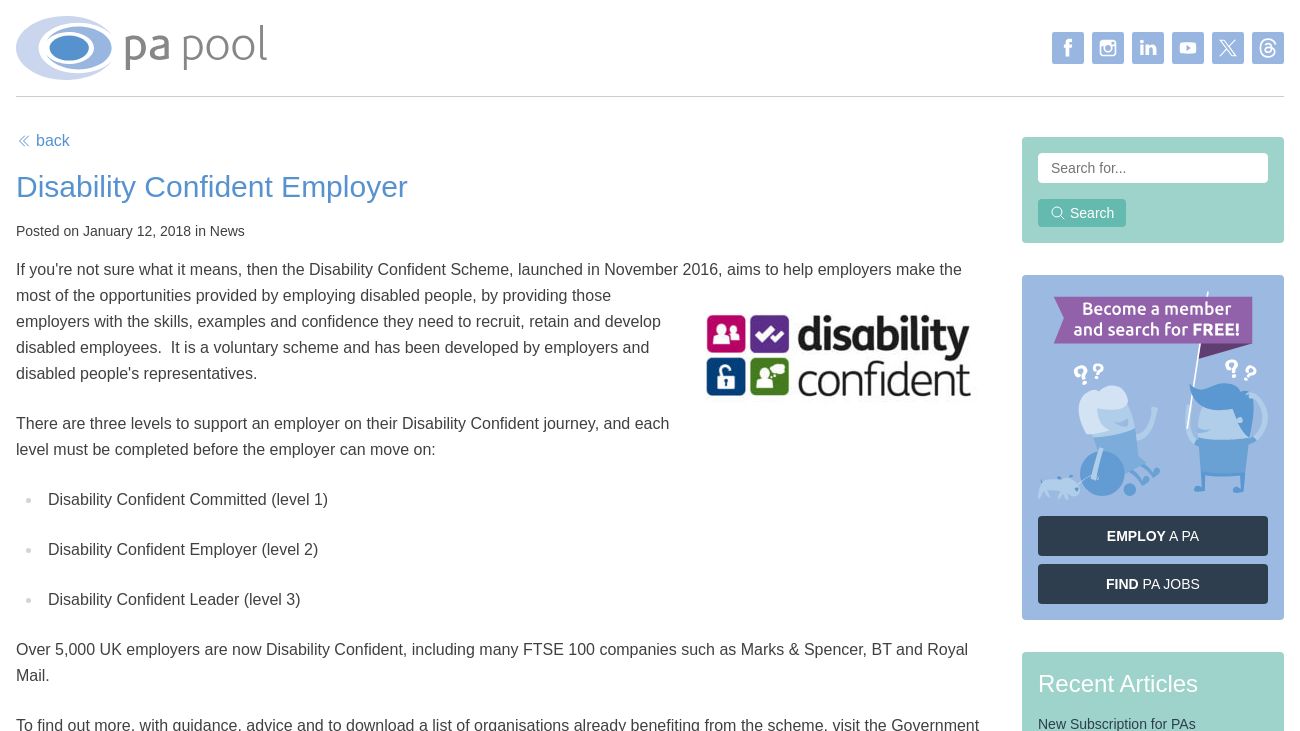 PA Pool - Disability Confident Employer