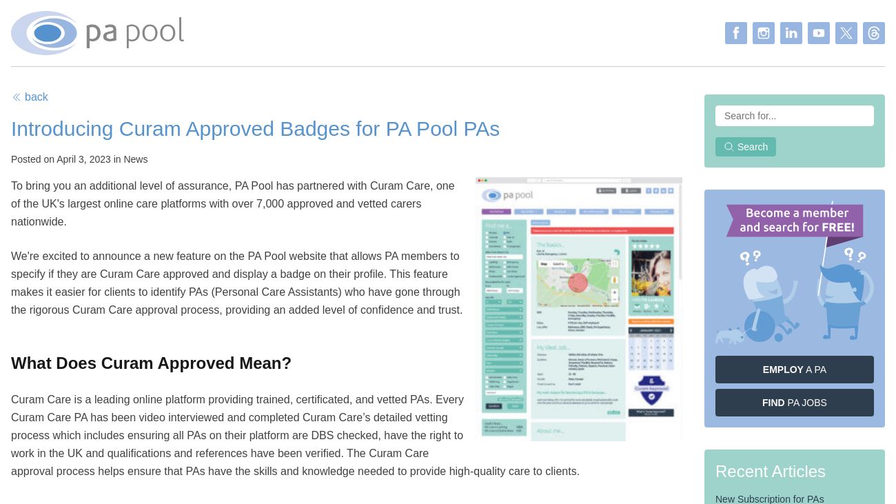 PA Pool - Introducing Curam Approved Badges for PA Pool PAs