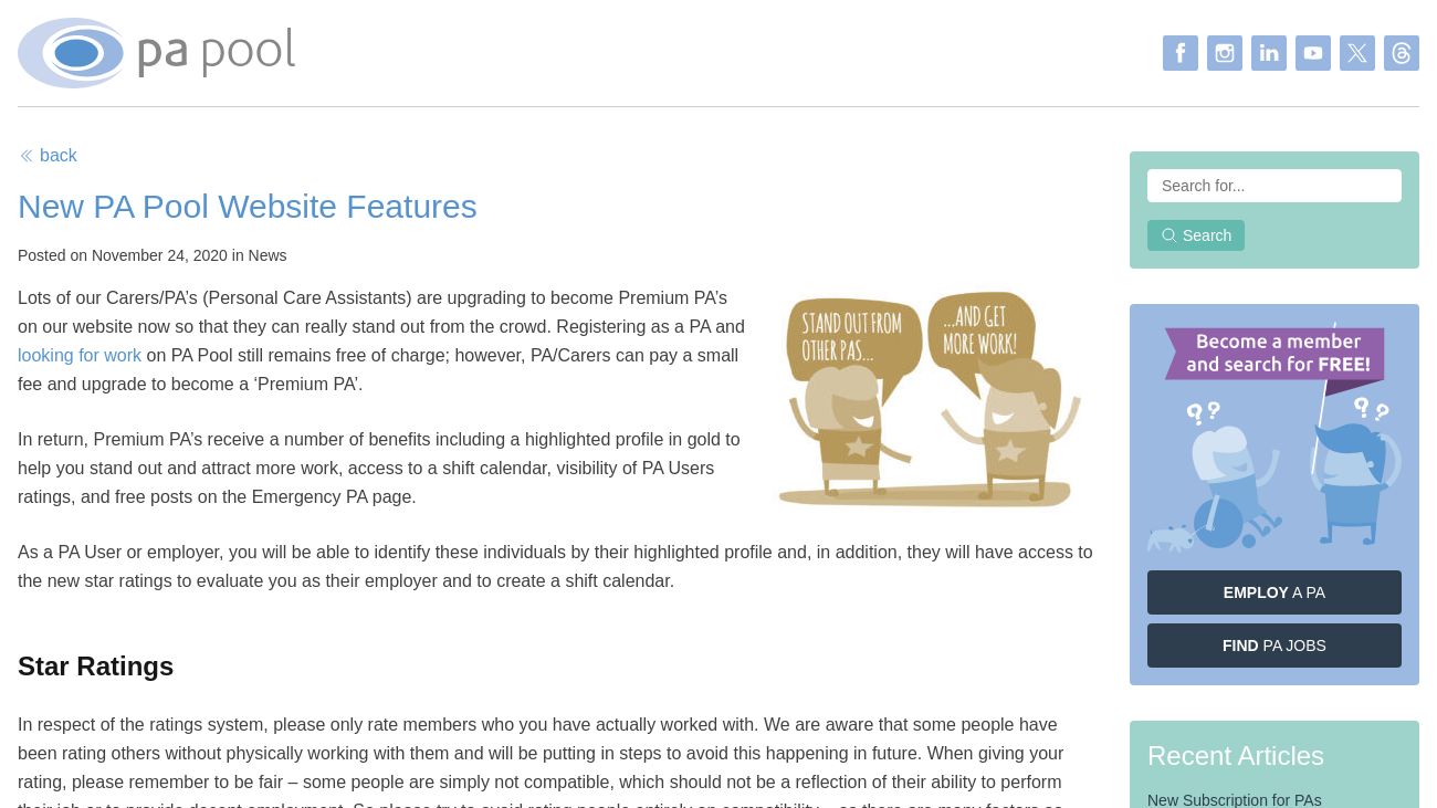 PA Pool - New PA Pool Website Features