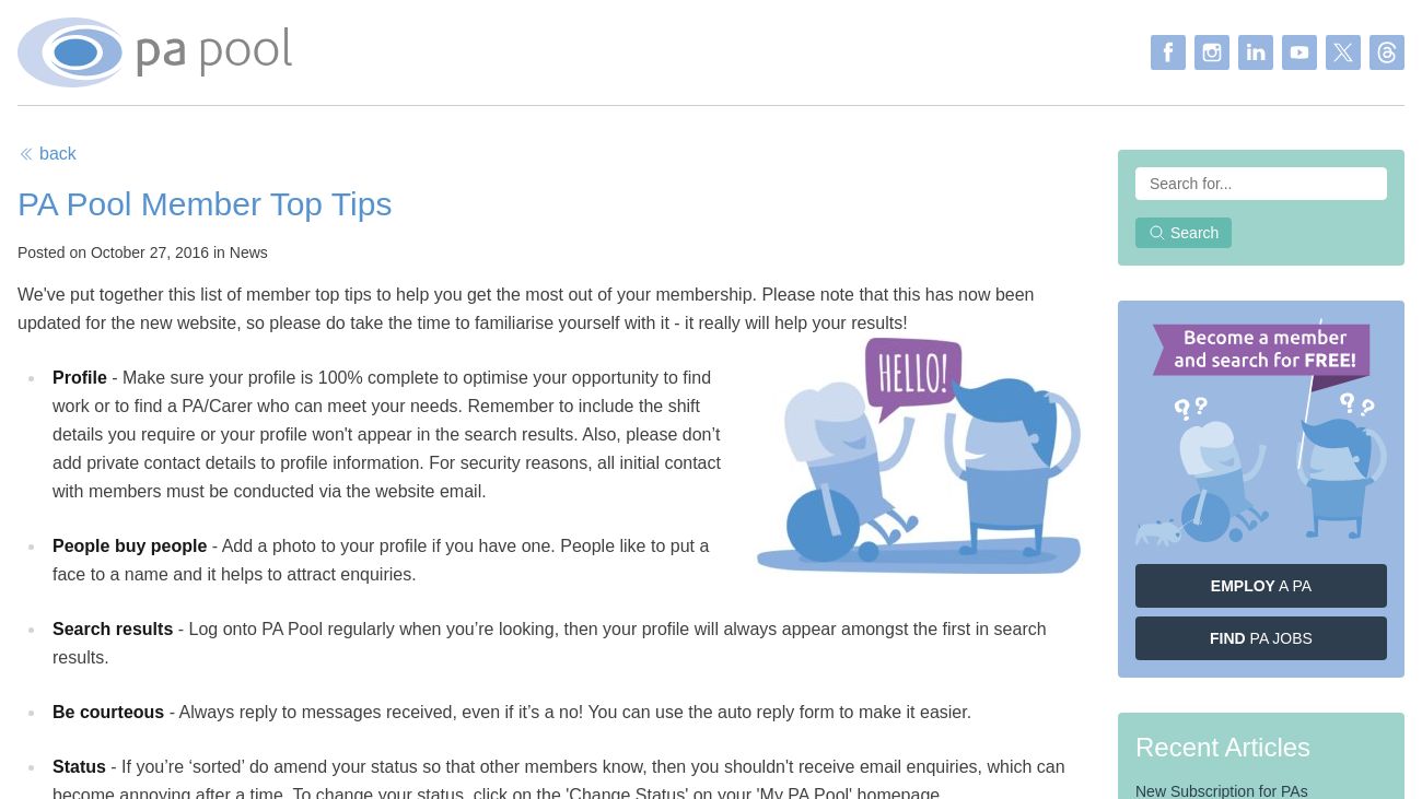 PA Pool - PA Pool Member Top Tips