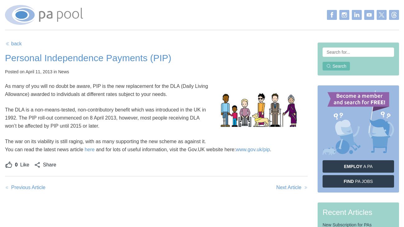 PA Pool - Personal Independence Payments (PIP)